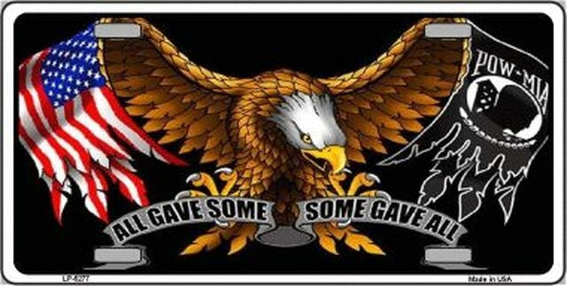 License Plate 12" x 6" - POW MIA Some Gave All Eagle – Shop The Docks