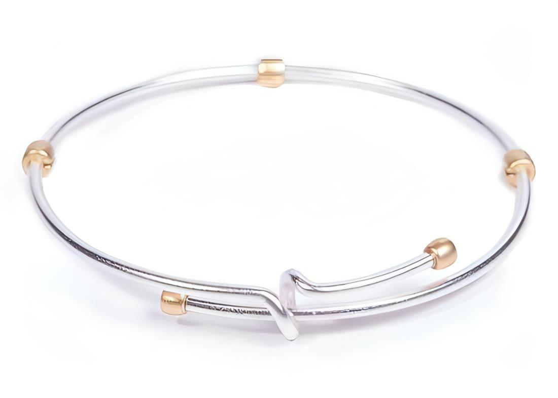 Amanda Blu 2 Tone Adjustable Medallion Bangle Bracelet - Silver with ...