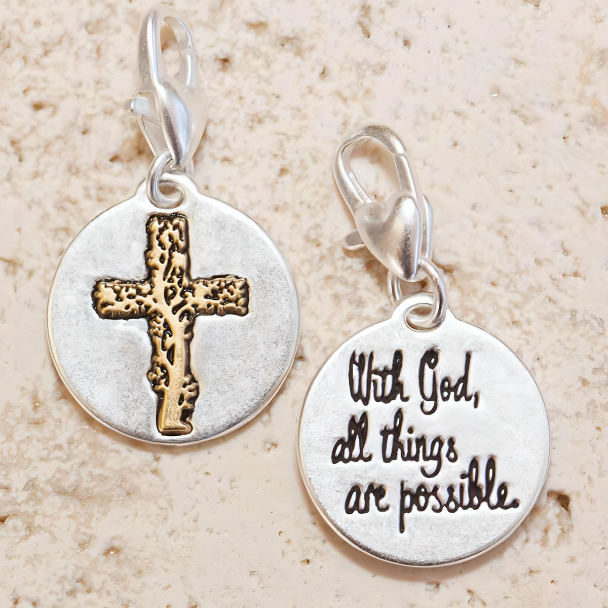 Amanda Blu Silver 2-Tone Charm - Cross – Shop The Docks